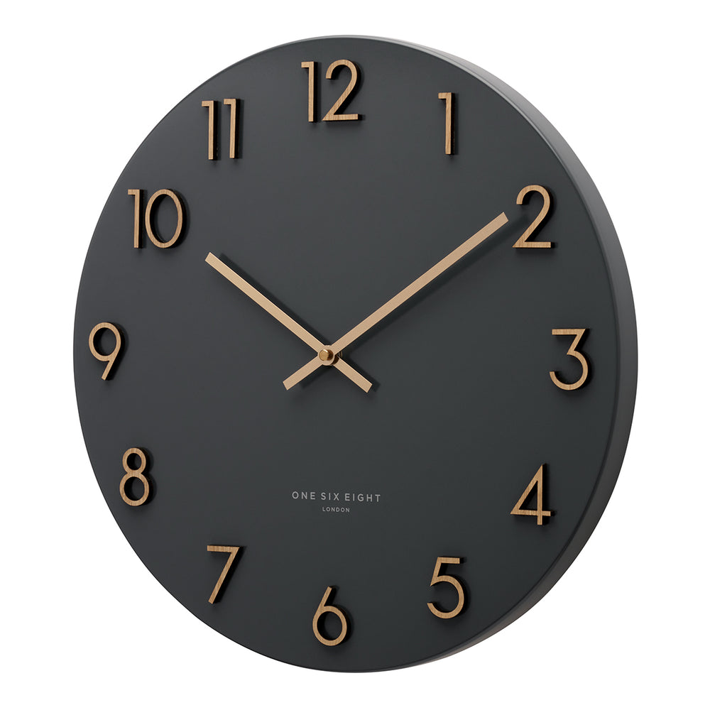 KATELYN Charcoal Grey 60cm Metal Wall Clock - One Six Eight London